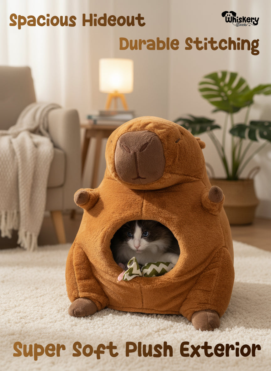 Capybara Cat House - Cosy Enclosed Cat Bed | Fun Animal Shape Cat Cave ...